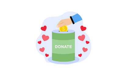 Donation box with hand logo Royalty Free Vector Image