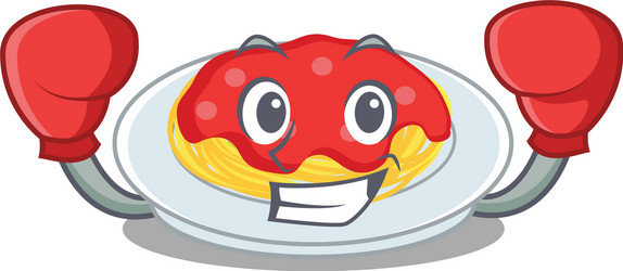 Boxing farfalle pasta character cartoon Royalty Free Vector