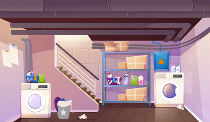 Basement cartoon house room with Royalty Free Vector Image