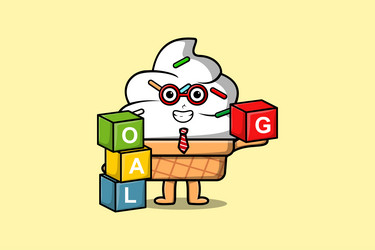 Ice cream cute businessman with a inflation chart Vector Image