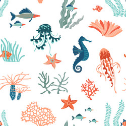 Magic seamless pattern underwater animals Vector Image