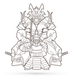 Samurai warrior line art Royalty Free Vector Image