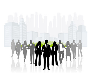 Business lady silhouettes in action Royalty Free Vector