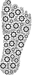 Human footprint collage of gear Royalty Free Vector Image