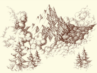 Artistic sketch of mountain ranges Royalty Free Vector Image