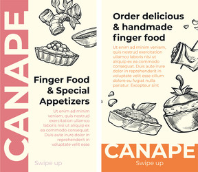 Finger food drawings appetizer Royalty Free Vector Image