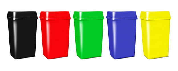 Outdoor plastic dustbin color mockup set colour Vector Image