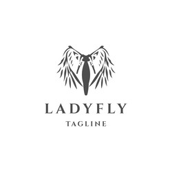 Lady fly logo Royalty Free Vector Image - VectorStock