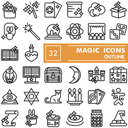Magic line signed icon set fantasy symbols Vector Image