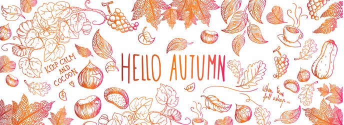 Autumn doodles background Royalty Free Vector Image