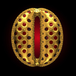 Golden and red letter o Royalty Free Vector Image