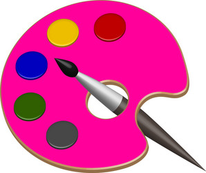 Paint color palette and brush Royalty Free Vector Image