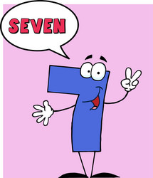 Funny cartoon friendly number 7 seven guy Vector Image