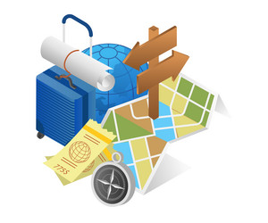 Isometric flat 3d tourist map concept for travel Vector Image