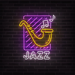 Jazz music neon sign bright signboard light Vector Image