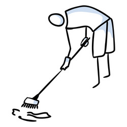 Hand drawn stick figures trash sweeping concept Vector Image