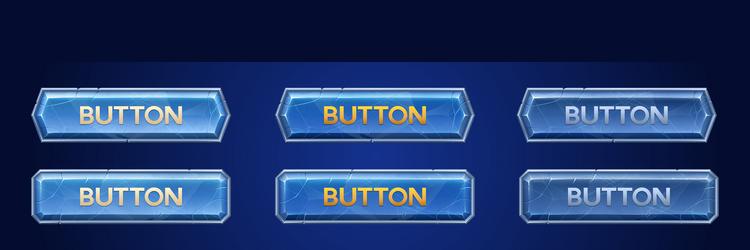 Blue game buttons silver achievement badges Vector Image