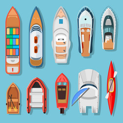Boats collection top view of ships Royalty Free Vector Image