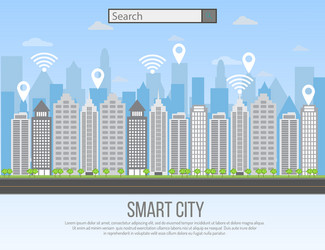 Smart city urban landscape with infographic Vector Image