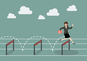 Businessman jumping over higher hurdle infographic