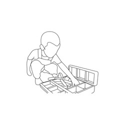Girl kid playing line art creative design Vector Image