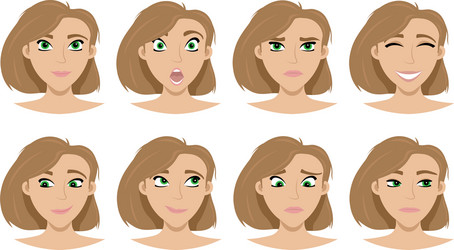 Woman expressions set Royalty Free Vector Image