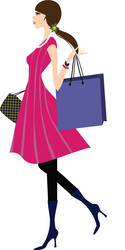 Fashion girl woman with shopping bags Royalty Free Vector