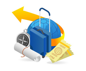 Isometric flat 3d tourist map concept for travel Vector Image