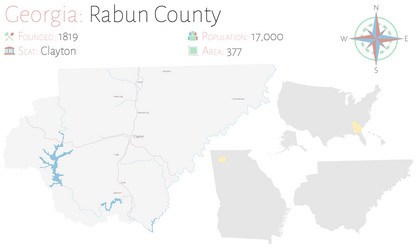 Map rabun county in georgia Royalty Free Vector Image