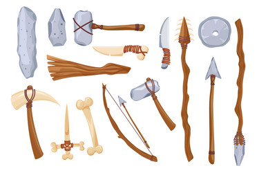 Cartoon stone age tools Royalty Free Vector Image
