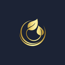 Leaf organic gold logo Royalty Free Vector Image