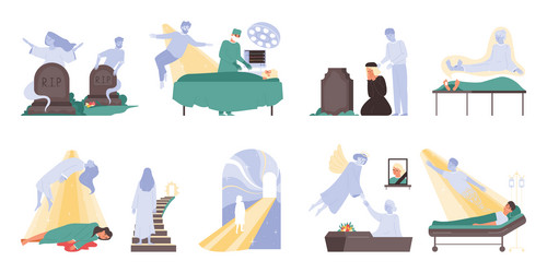 Death afterlife icon set Royalty Free Vector Image
