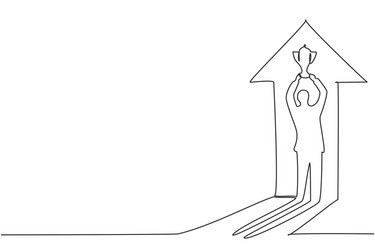 Single one line drawing success in work winning Vector Image