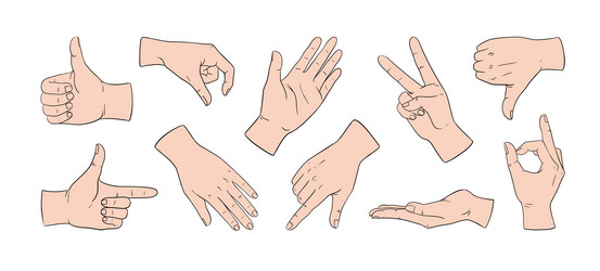 Waving hand cartoon moving human gesture Vector Image