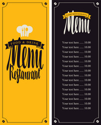 Restaurant menu with price list fork and spoon Vector Image