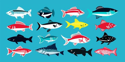 Set of cartoon fishes Royalty Free Vector Image