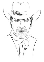 Cowboy face color Royalty Free Vector Image - VectorStock