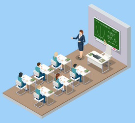 School classroom with teacher and pupils Vector Image