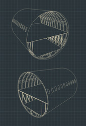 Airplane fuselage section blueprint Royalty Free Vector