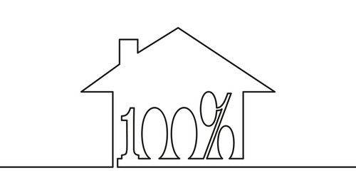 Continuous one line drawing 100 percent sign Vector Image