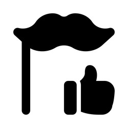Fake mustache with thumbs up logotype isolated Vector Image