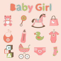 Cute elements for baby arrival card Royalty Free Vector