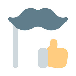 Fake mustache with thumbs up logotype isolated Vector Image