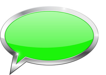Speech bubble green 3d icon with chrome frame Vector Image