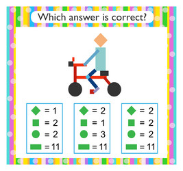 Math Activity For Children Preschool Worksheet Vector Image