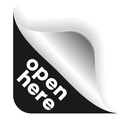 Open here sticker set black color Royalty Free Vector Image