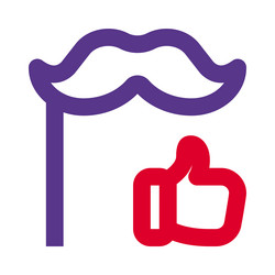 Fake mustache with thumbs up logotype isolated Vector Image