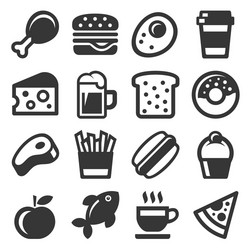 Black food icons Royalty Free Vector Image - VectorStock