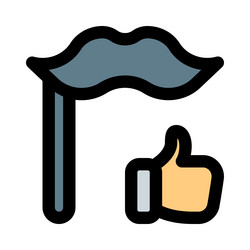 Fake mustache with thumbs up logotype isolated Vector Image