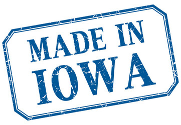 Made in iowa blue square isolated stamp Royalty Free Vector